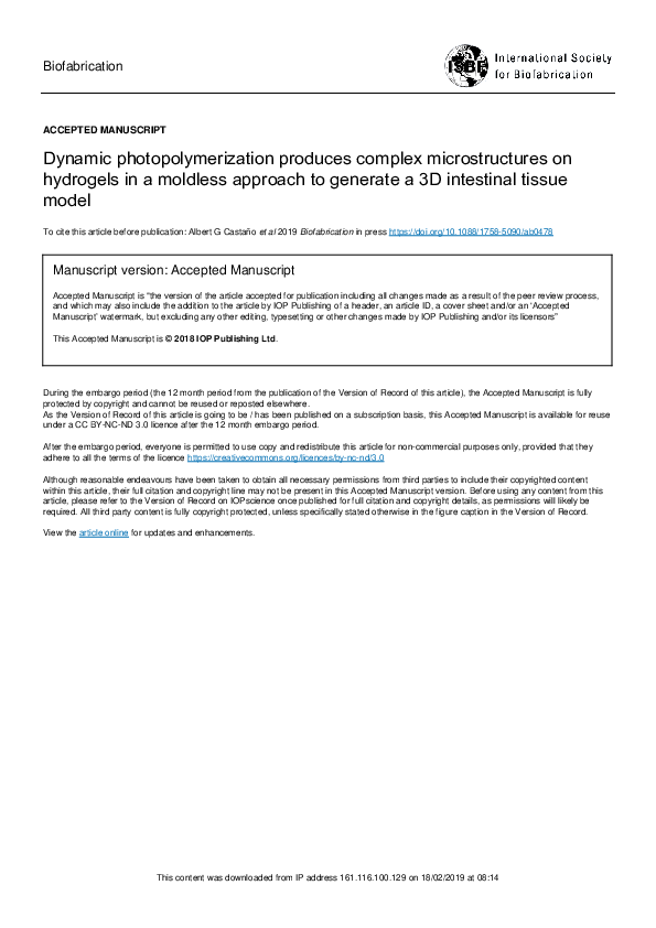 (PDF) Dynamic photopolymerization produces complex microstructures on hydrogels in a moldless ...