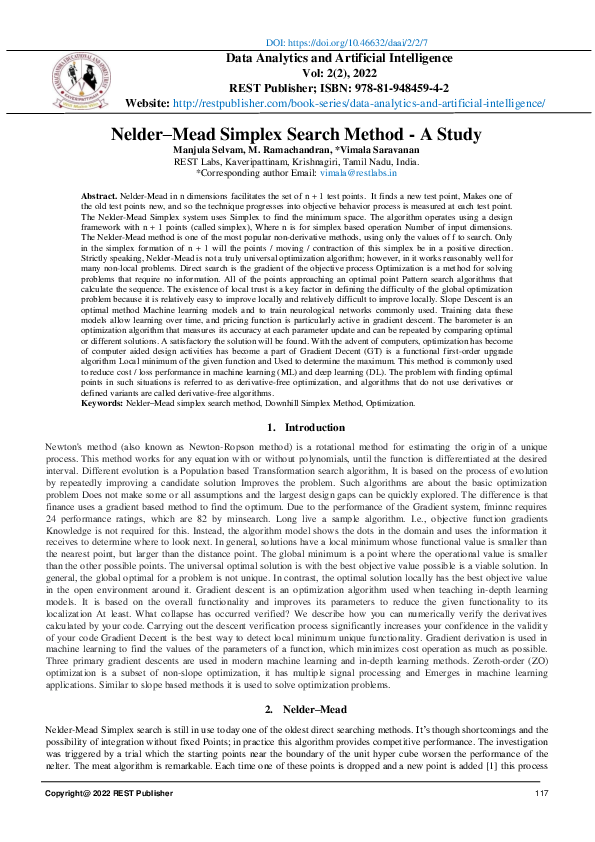 (PDF) Nelder-Mead Simplex Search Method -A Study