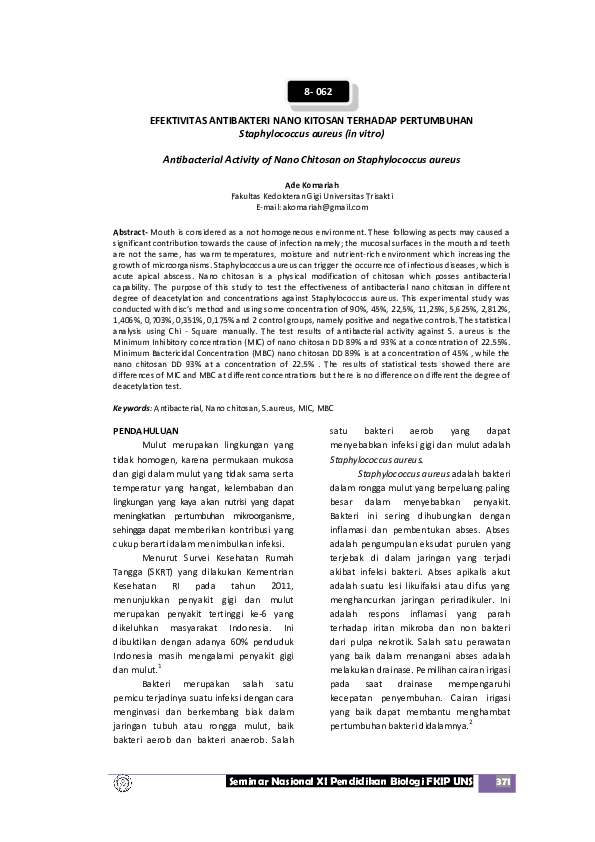 (PDF) EFEKTIVITAS ANTIBAKTERI NANO KITOSAN TERHADAP PERTUMBUHAN ...
