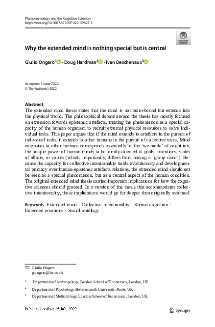 (PDF) Why the extended mind is nothing special but is central