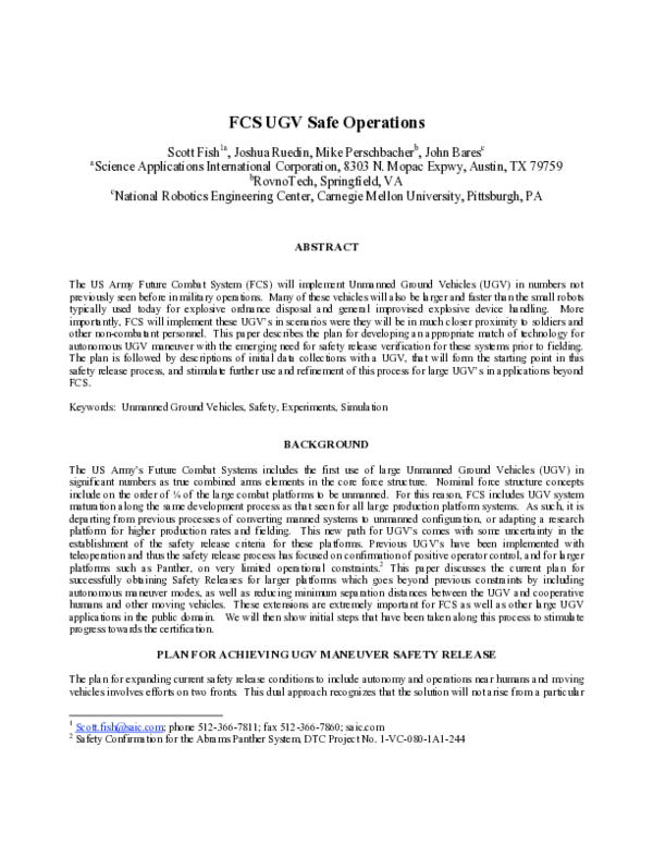 (PDF) FCS UGV safe operations