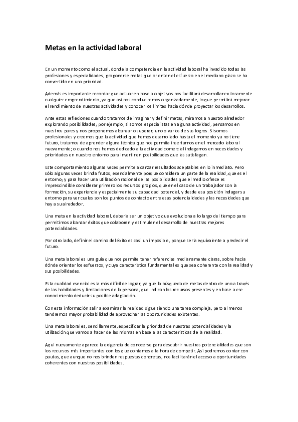 (PDF) Metas en la actividad laboral