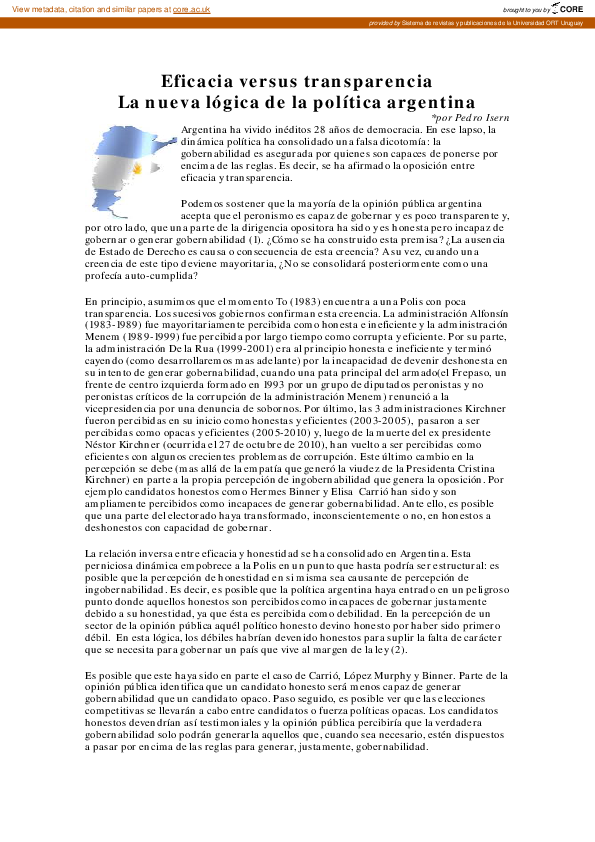 (PDF) Eficacia versus transparencia - La nueva lógica de la política ...
