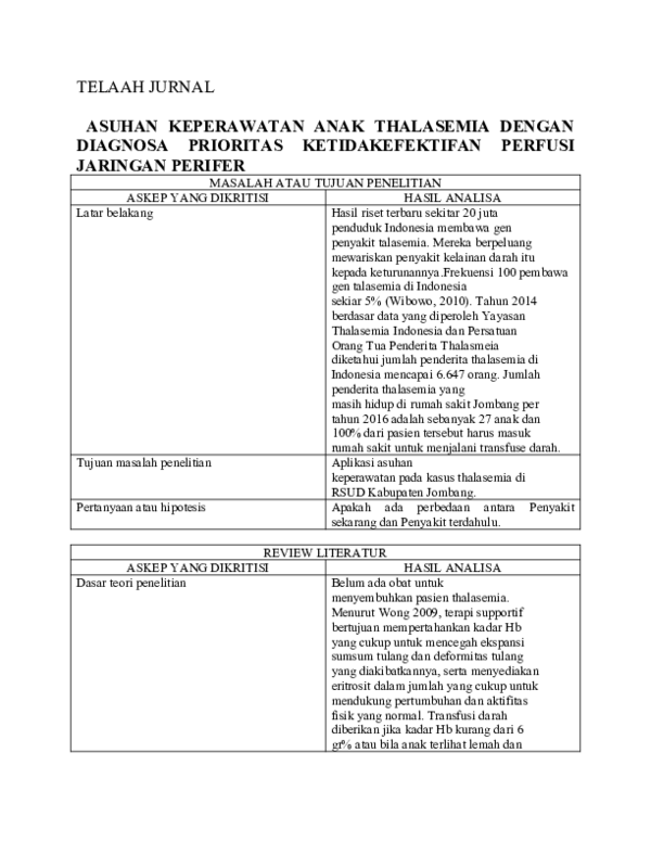 (DOC) ASUHAN KEPERAWATAN ANAK THALASEMIA DENGAN DIAGNOSA PRIORITAS ...