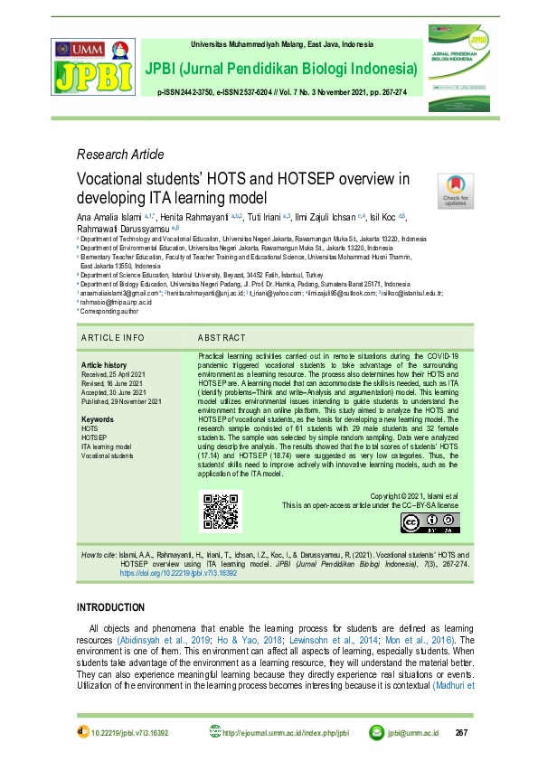 (PDF) Vocational students’ HOTS and HOTSEP overview in developing ITA ...