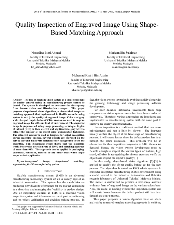(PDF) Quality inspection of engraved image using shape-based matching ...