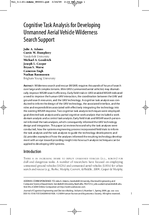 (PDF) Cognitive Task Analysis for Developing Unmanned Aerial Vehicle Wilderness Search Support