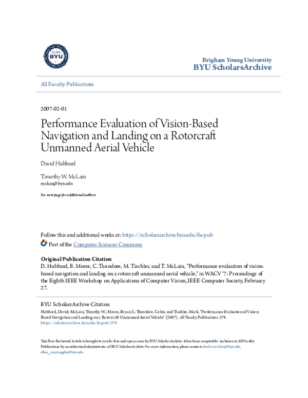 (PDF) Performance Evaluation of Vision-Based Navigation and Landing on ...
