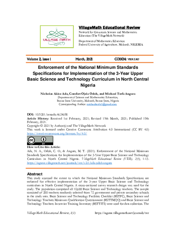 (PDF) Enforcement of the National Minimum Standards Specifications for ...