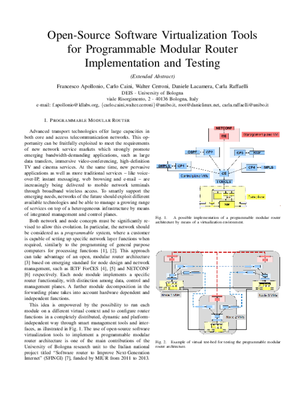 (PDF) Open-Source Software Virtualization Tools for Programmable Modular Router Implementation ...