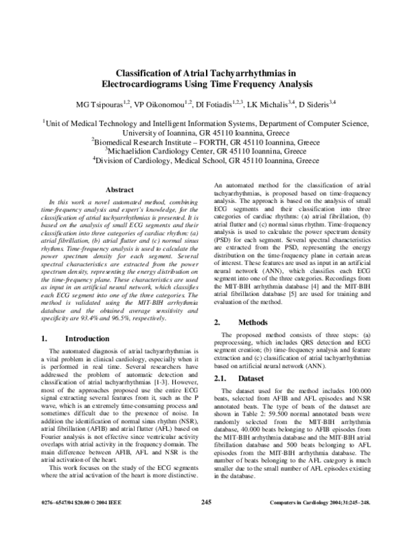 (PDF) Classification of atrial tachyarrhythmias in electrocardiograms ...