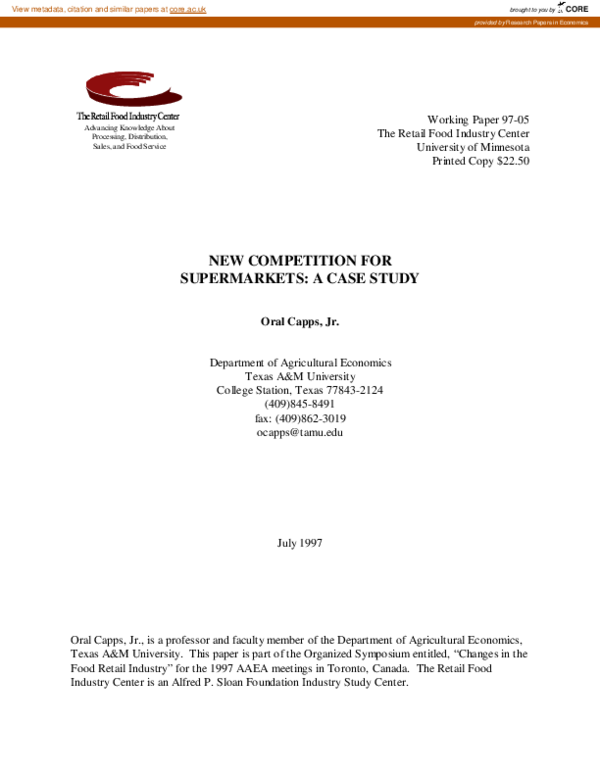(PDF) NEW COMPETITION FOR SUPERMARKETS: A CASE STUDY