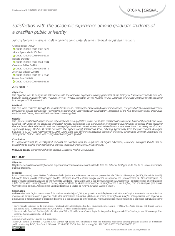 (PDF) Satisfaction with the academic experience among graduate students ...