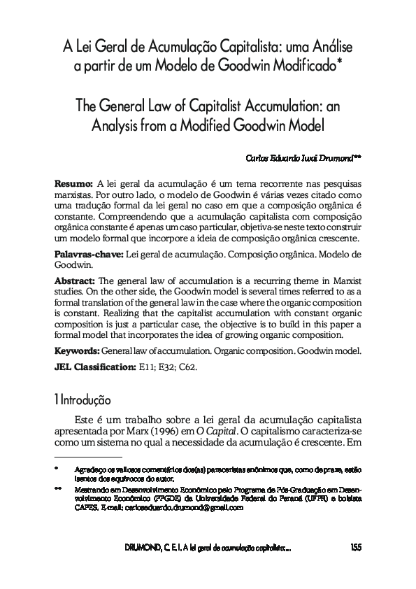 (PDF) A Lei Geral De Acumulação Capitalista: Uma Análise a Partir De Um ...