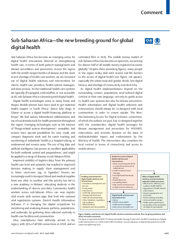 Pdf Sub Saharan Africa—the New Breeding Ground For Global Digital Health