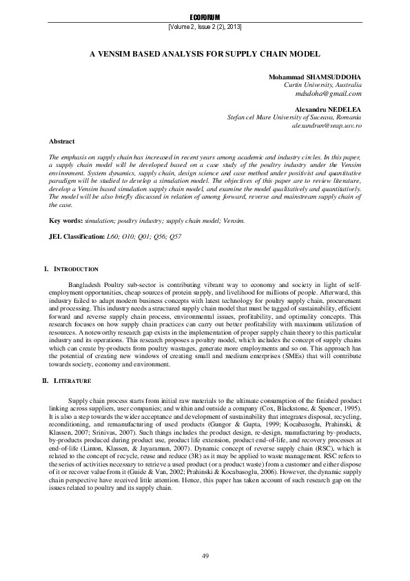 (PDF) A Vensim Based Analysis for Supply Chain Model