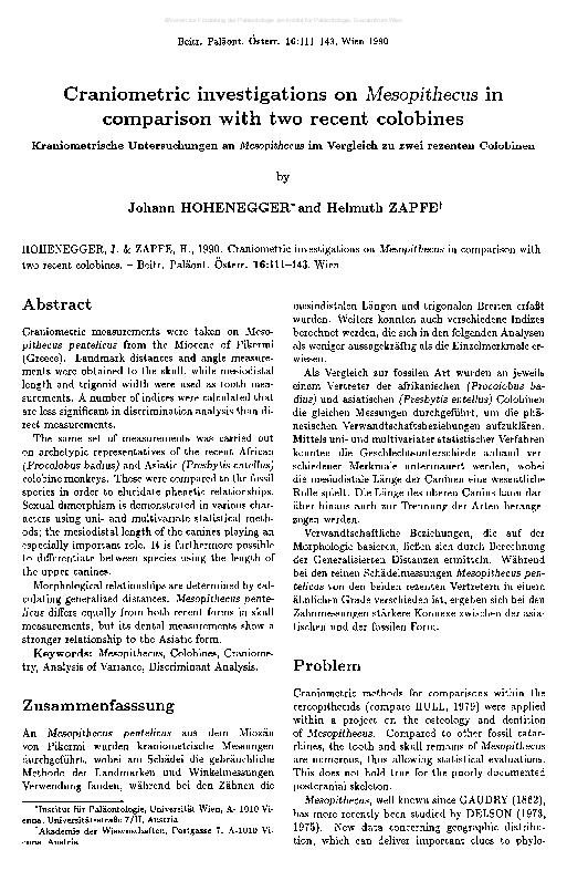 (PDF) Craniom etric investigations on M esopithecus in comparison w ith ...
