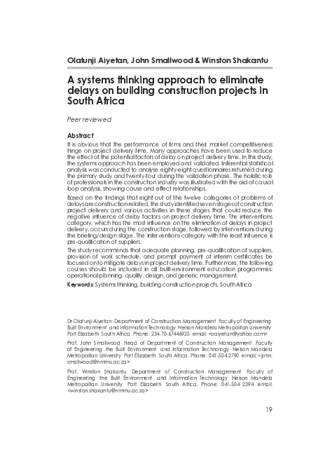 (PDF) A systems thinking approach to eliminate delays on building ...