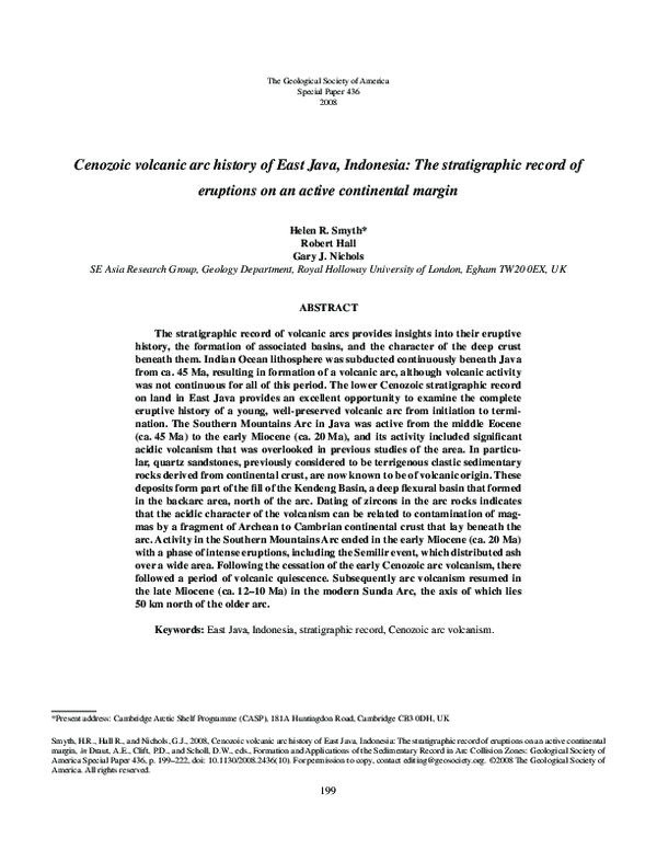 (PDF) Cenozoic volcanic arc history of East Java, Indonesia: The ...