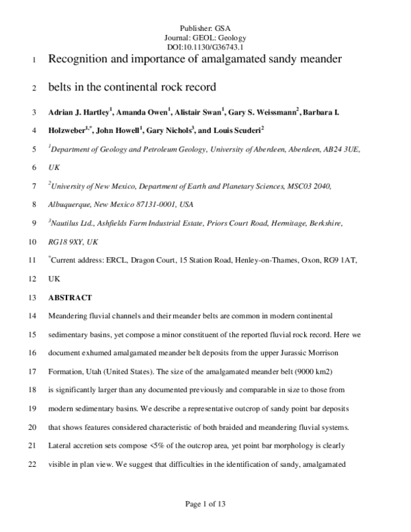 (PDF) Recognition and importance of amalgamated sandy meander belts in ...