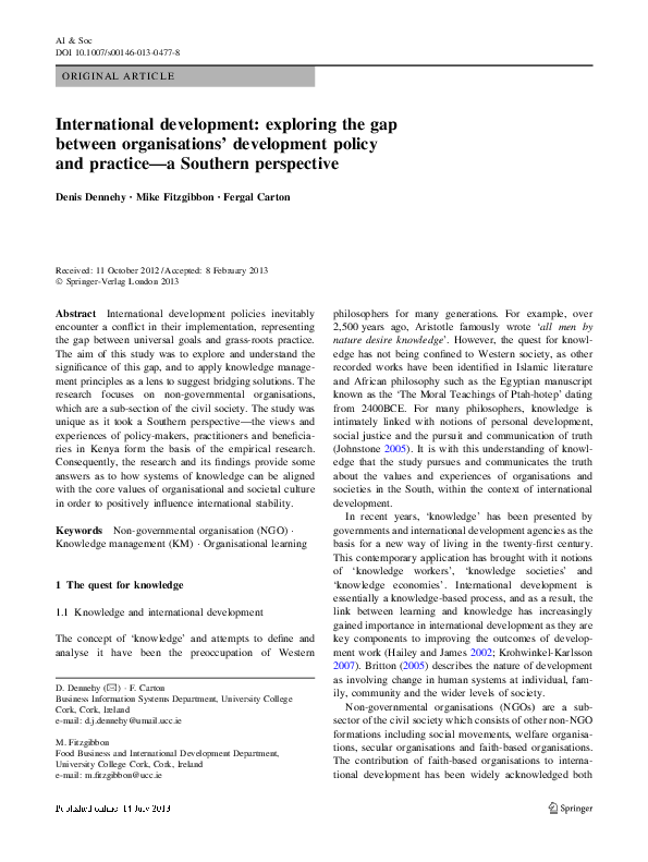 (PDF) International development: exploring the gap between ...