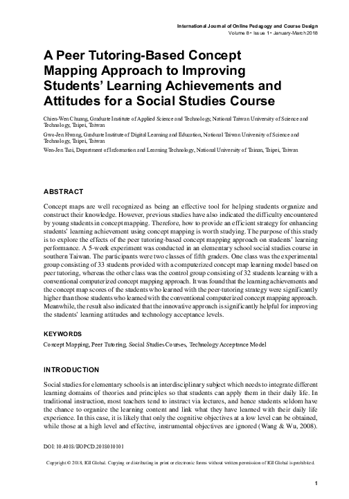 (PDF) A Peer Tutoring-Based Concept Mapping Approach to Improving ...