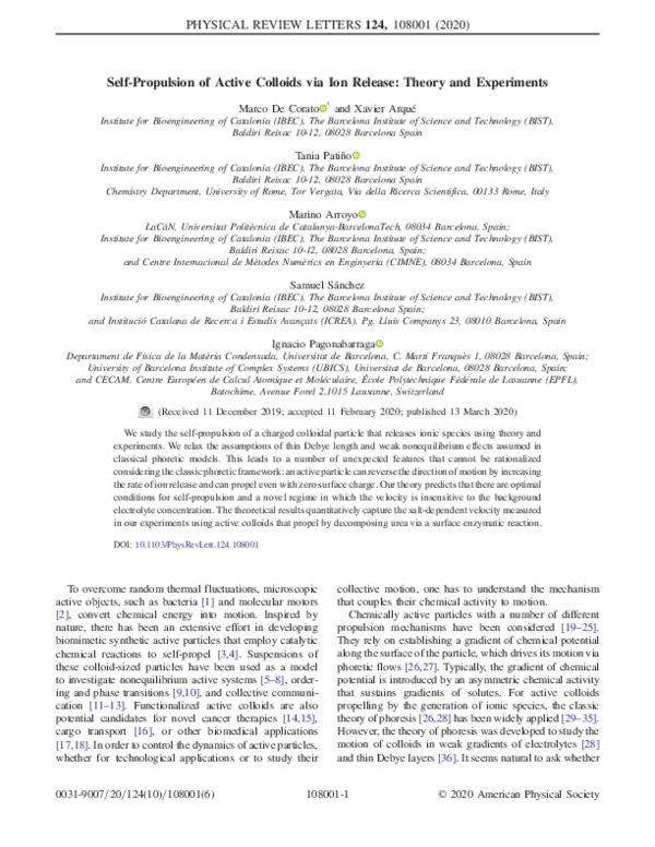 (PDF) Self-Propulsion of Active Colloids via Ion Release: Theory and ...