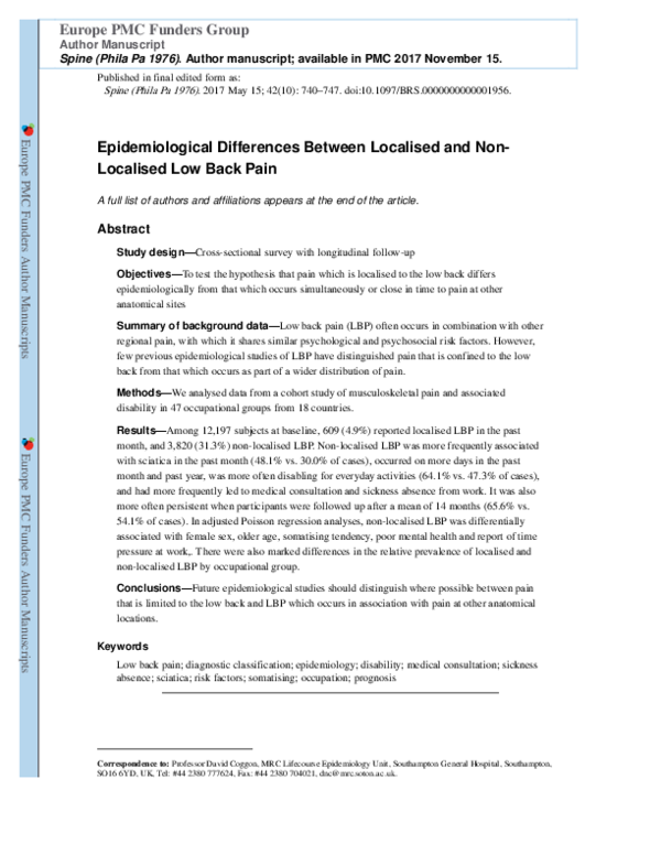 (PDF) Epidemiological Differences Between Localized and Nonlocalized ...