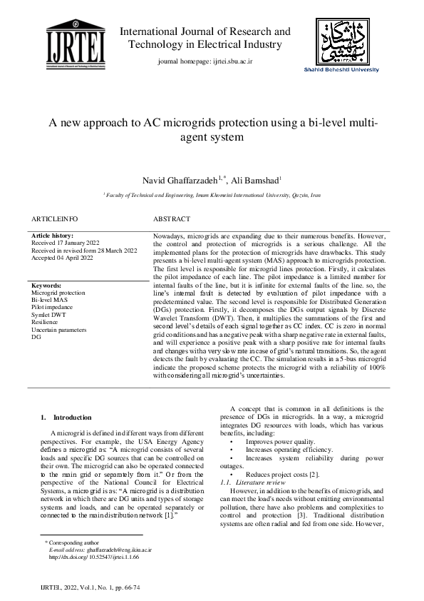 (PDF) A New Approach to AC Microgrids Protection Using a Bi-Level Multi ...