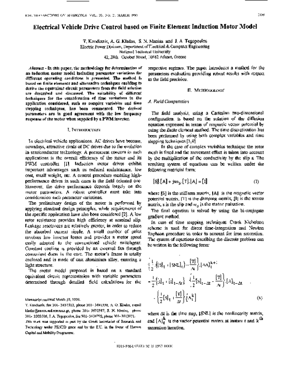 (PDF) Electrical vehicle drive control based on finite element induction motor model | A. Kladas ...