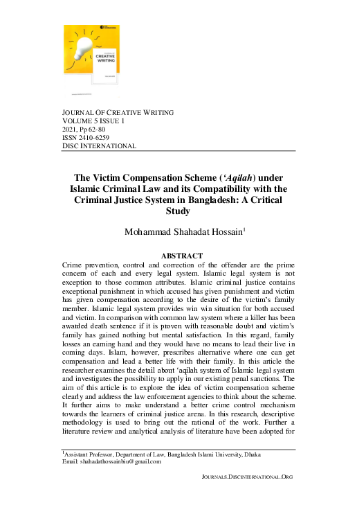 (PDF) The Victim Compensation Scheme (‘Aqilah) under Islamic Criminal ...
