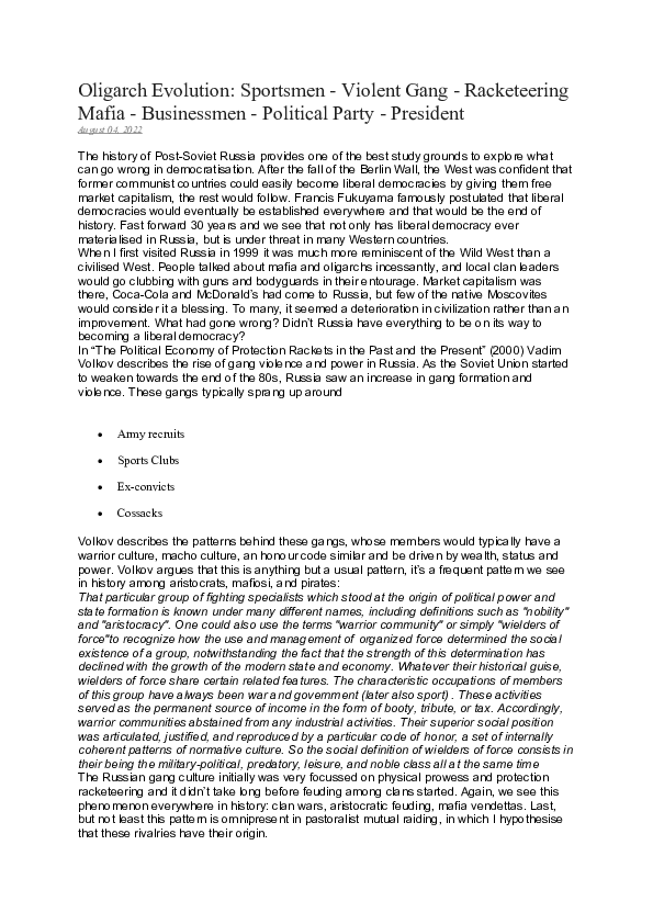 (DOC) Oligarch Evolution: Sportsmen -Violent Gang -Racketeering Mafia ...