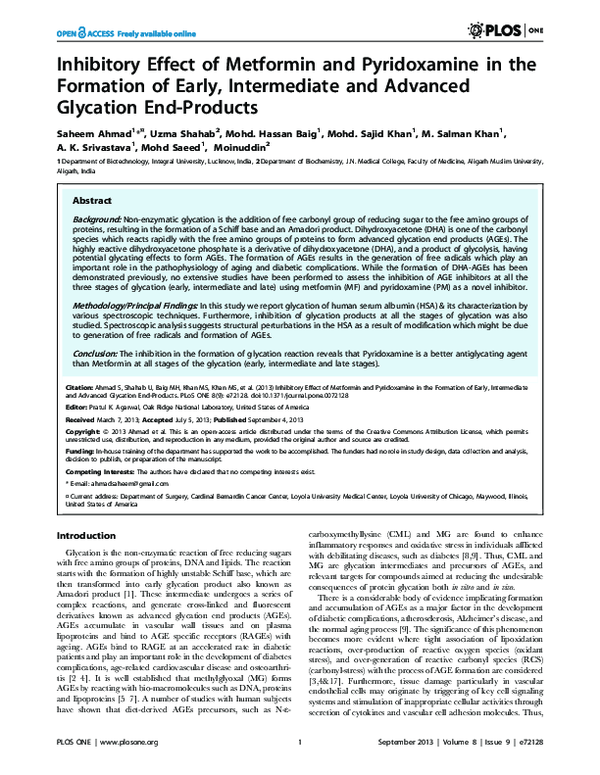 (PDF) Inhibitory Effect of Metformin and Pyridoxamine in the Formation ...