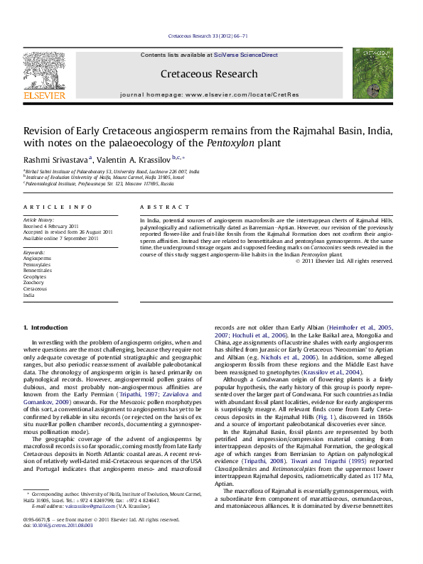 (PDF) Revision of Early Cretaceous angiosperm remains from the Rajmahal ...