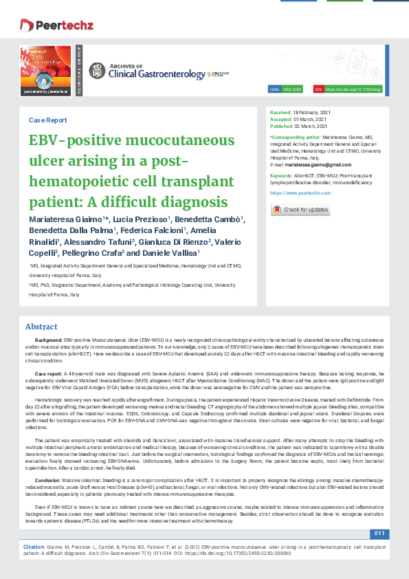 (PDF) EBV-positive mucocutaneous ulcer arising in a post-hematopoietic ...