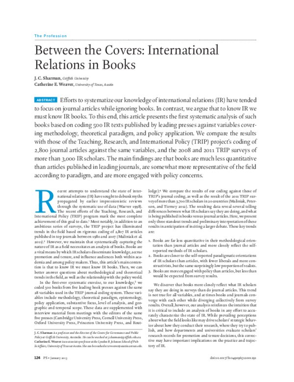 (PDF) Between the Covers: International Relations in Books