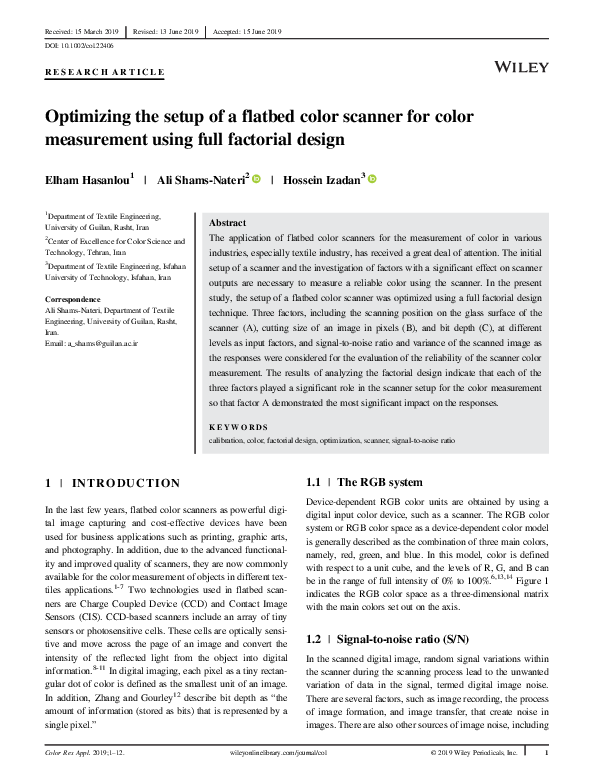 (PDF) Optimizing the setup of a flatbed color scanner for color ...