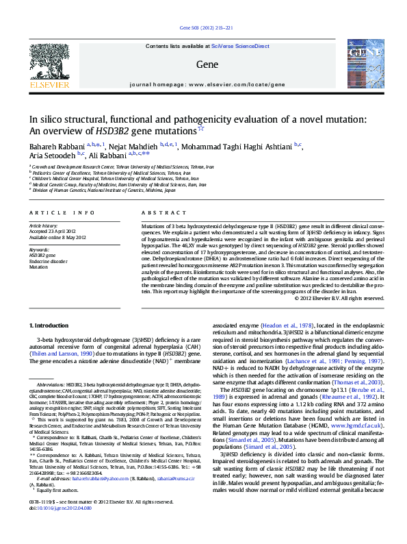 (PDF) In silico structural, functional and pathogenicity evaluation of ...