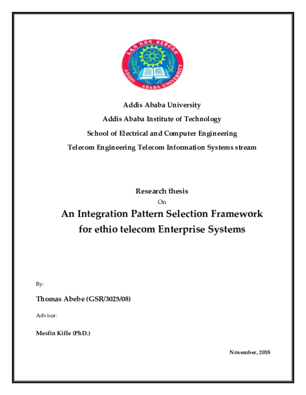 Pdf An Integration Pattern Selection Framework For Ethio Telecom Enterprise Systems 