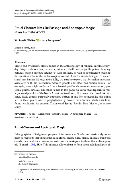 (PDF) Ritual Closure: Rites De Passage and Apotropaic Magic in an ...