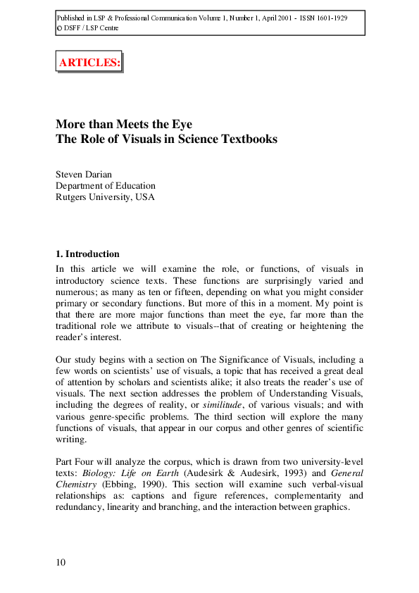 (PDF) ARTICLES: More than Meets the Eye The Role of Visuals in Science ...