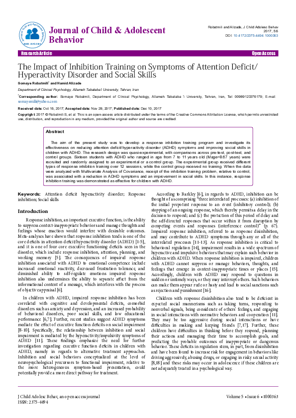(PDF) The Impact of Inhibition Training on Symptoms of Attention ...