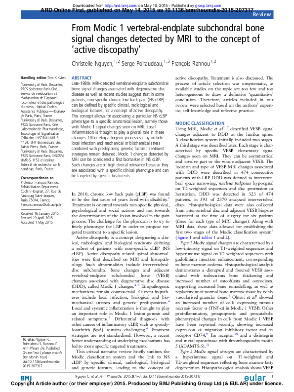 (PDF) From Modic 1 vertebral-endplate subchondral bone signal changes ...