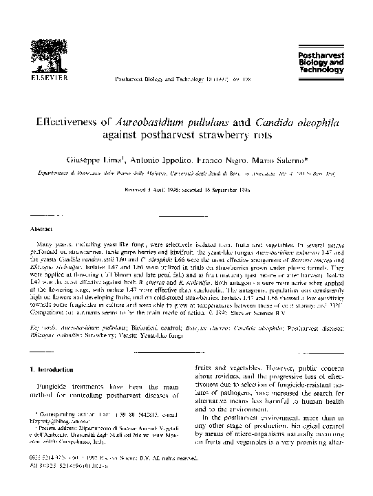 (PDF) Effectiveness of Aureobasidium pullulans and Candida oleophila ...