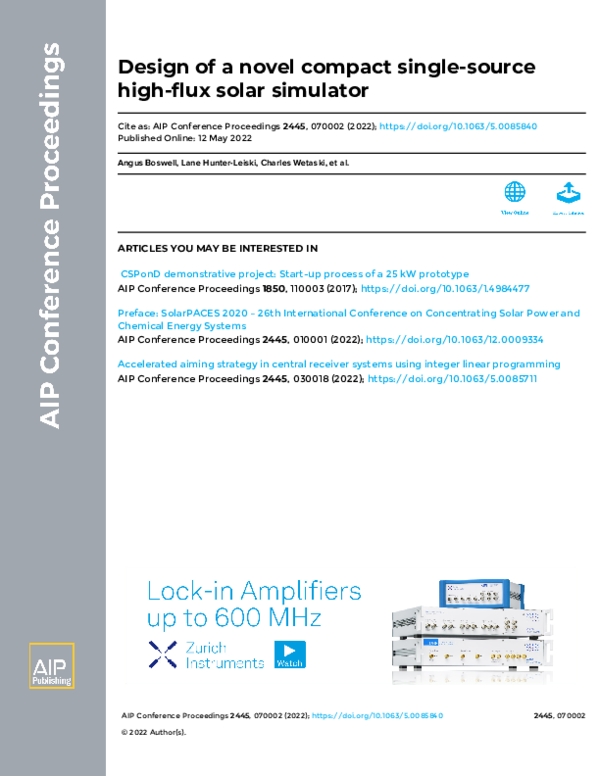 (PDF) Design of a novel compact single-source high-flux solar simulator
