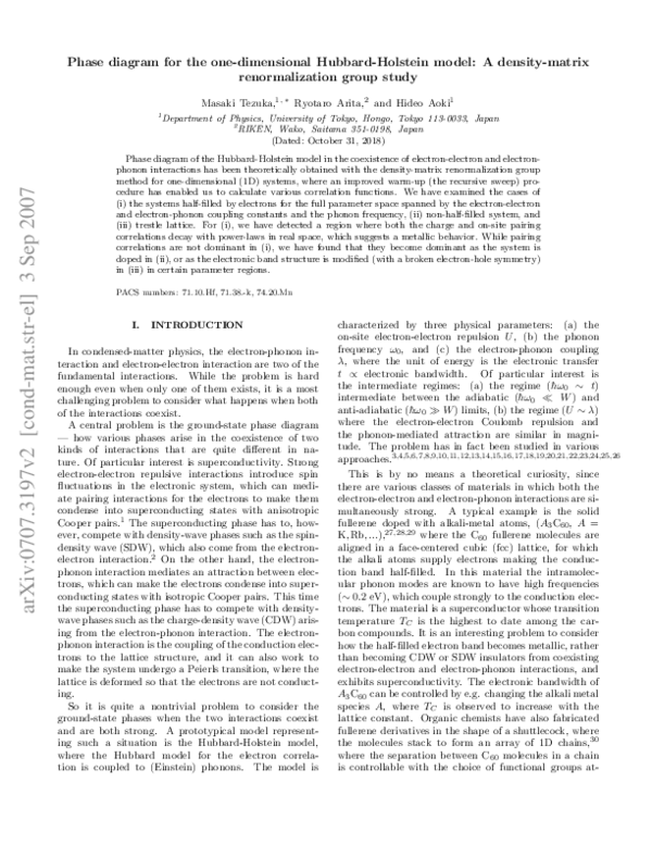 (PDF) Phase diagram for the one-dimensional Hubbard-Holstein model: A density-matrix ...