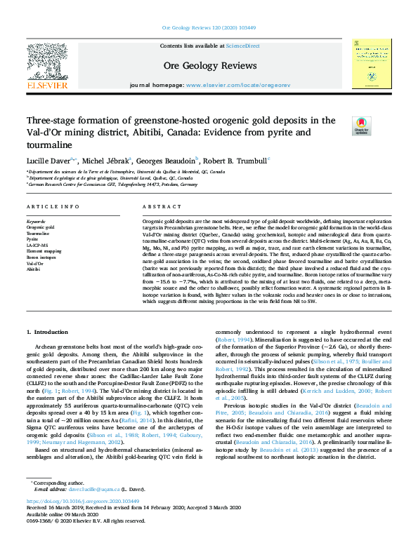 (PDF) Three-stage formation of greenstone-hosted orogenic gold deposits ...
