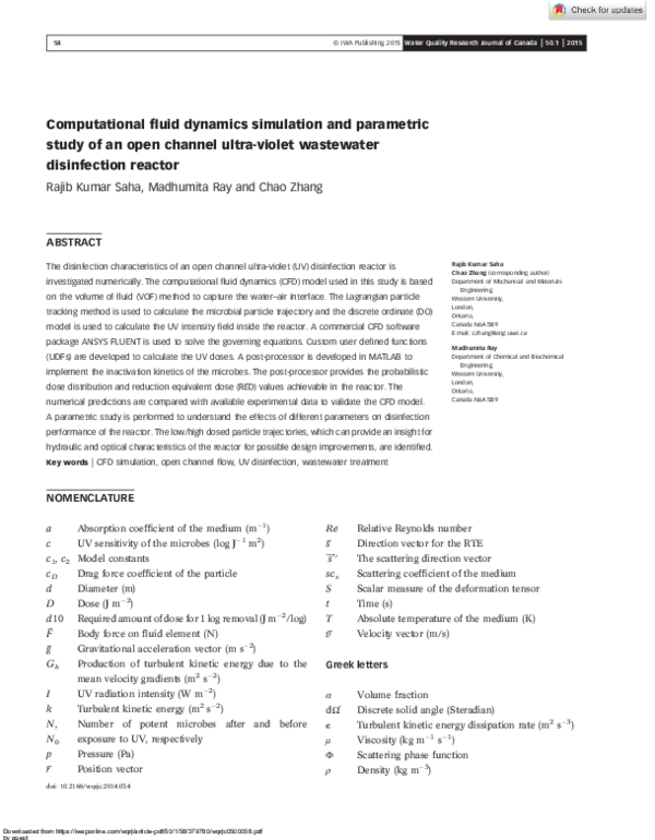 (PDF) Computational fluid dynamics simulation and parametric study of an open channel ultra ...