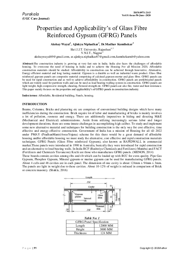 (PDF) Properties and Applicability's of Glass Fibre Reinforced Gypsum ...