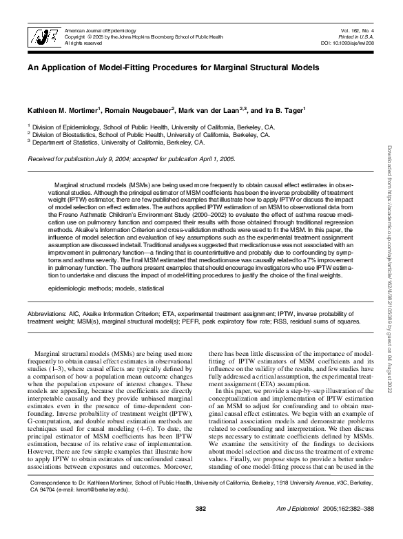 (PDF) An Application of Model-Fitting Procedures for Marginal ...
